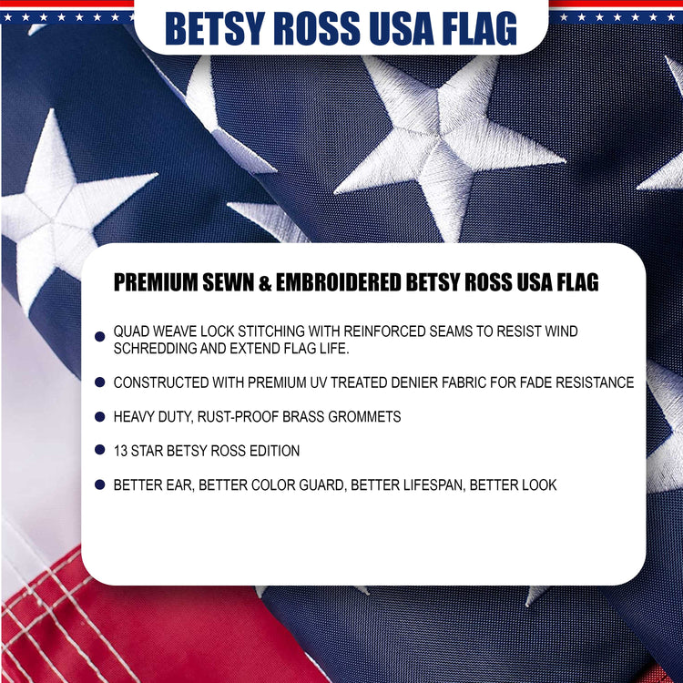 Betsy Ross Sewn & Embroidered Flag – Old Glory Shop